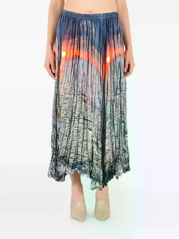 Roberto Cavalli Printed Silk Midi Skirt
