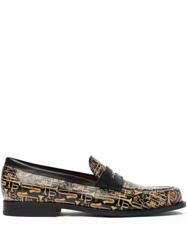 SCAROSSO Graphic-print Loafers - Black