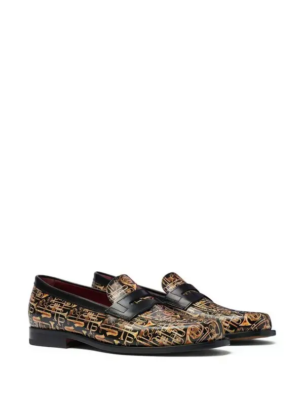 SCAROSSO Graphic-print Loafers - Black