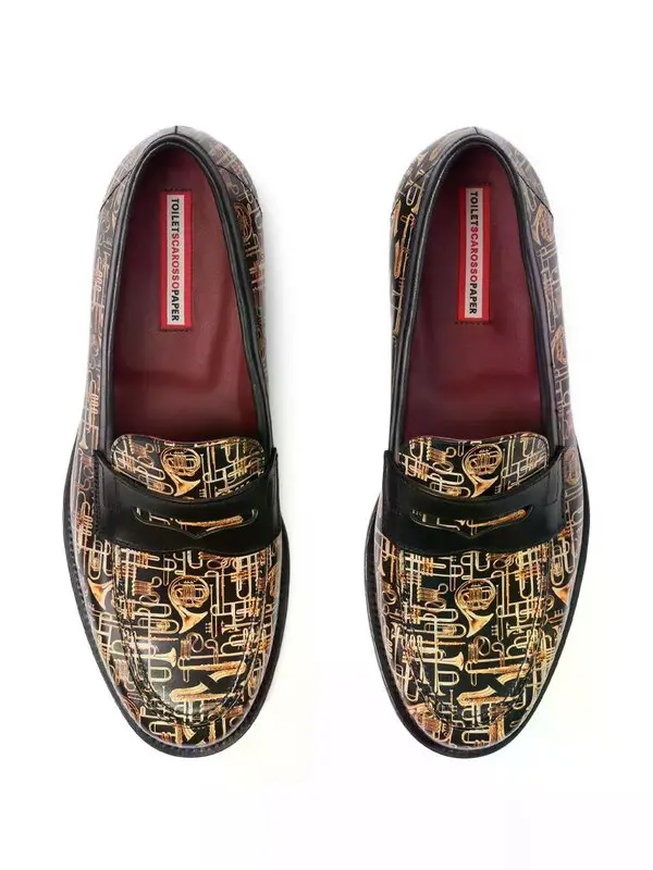 SCAROSSO Graphic-print Loafers - Black