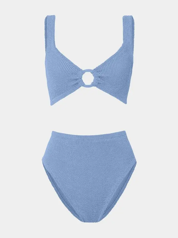 Hunza G Nadine Bikini With Tonal Hoops - Cornflower