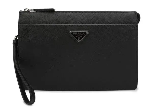 Prada Saffiano Leather Pouch - Black