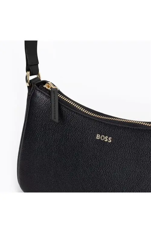 BOSS Small Alyce Leather Hobo Bag - Black