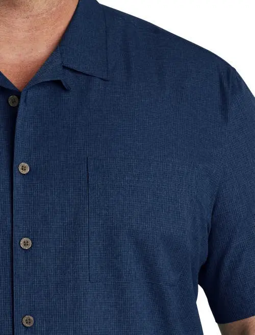 OAK HILL BY DXL Big & Tall Solid Camp Shirt - Navy