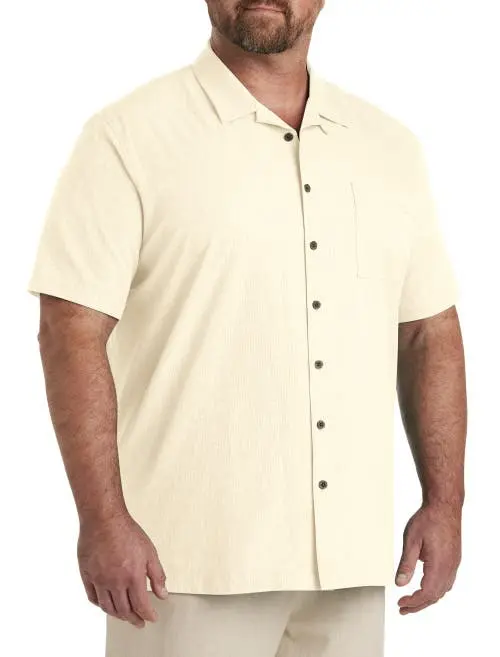 OAK HILL BY DXL Big & Tall Solid Camp Shirt - White