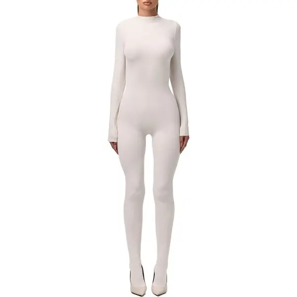 Naked Wardrobe Long Sleeve Jumpsuit - Bone