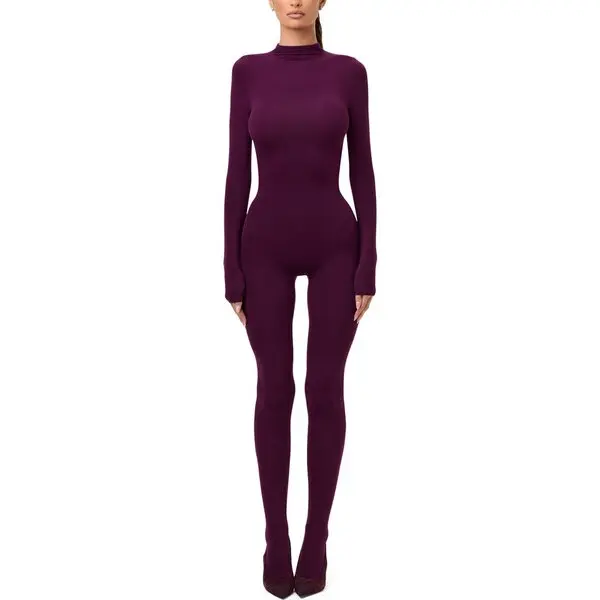 Naked Wardrobe Long Sleeve Jumpsuit - Dark Berry