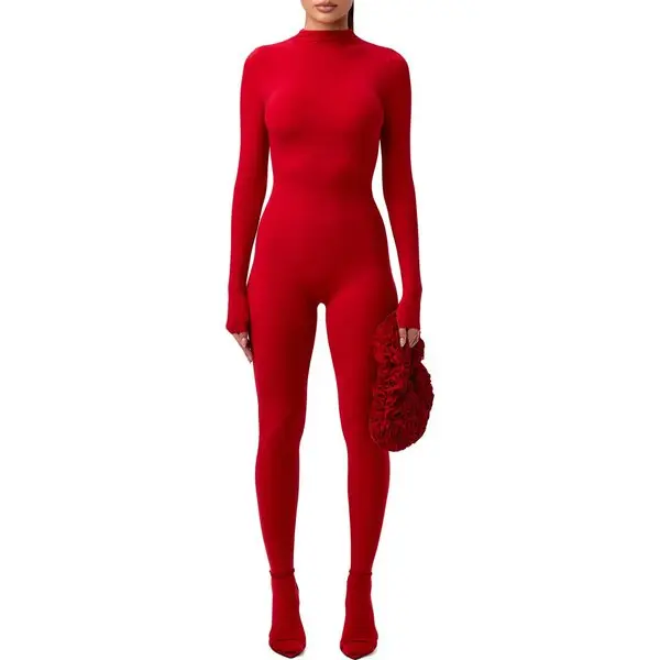 Naked Wardrobe Long Sleeve Jumpsuit - Red