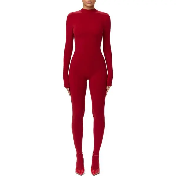 Naked Wardrobe Long Sleeve Jumpsuit - Ruby Red