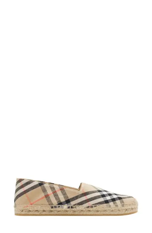 Burberry Mews Check Espadrille Flat - Sand Ip Check