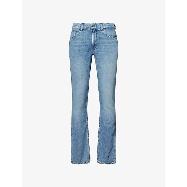 7 For All Mankind Straight Five-pocket Denim And Linen Jeans