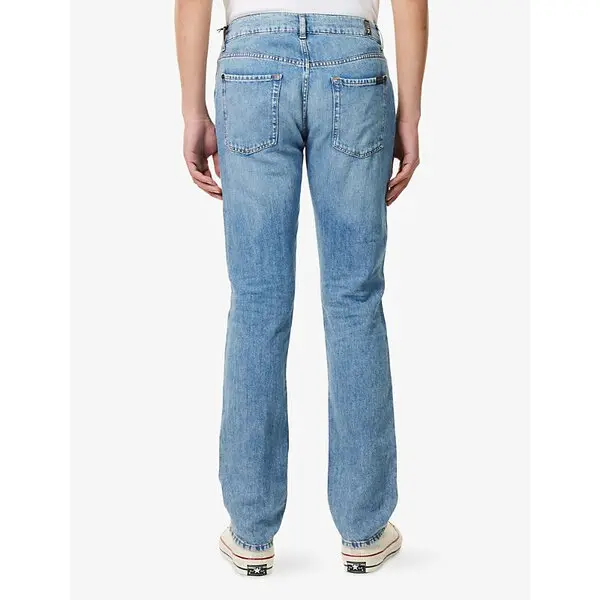 7 For All Mankind Straight Five-pocket Denim And Linen Jeans