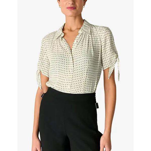 Whistles Spotted Tie-cuff Woven Shirt - Khaki/olive