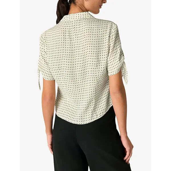 Whistles Spotted Tie-cuff Woven Shirt - Khaki/olive