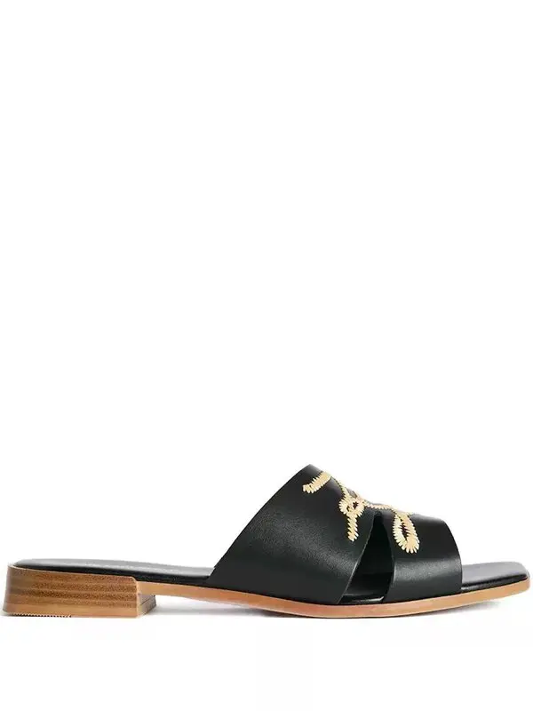 Karl Lagerfeld Leather Slides - Black