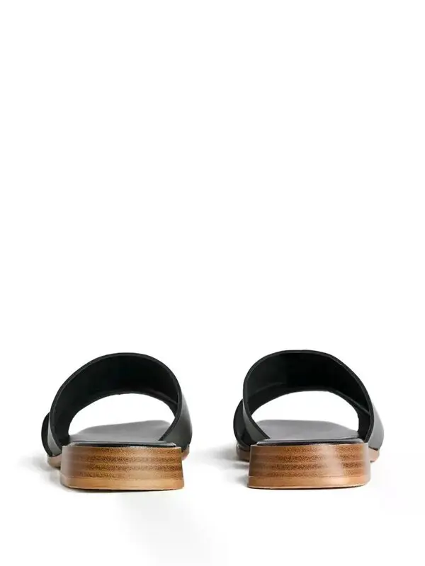 Karl Lagerfeld Leather Slides - Black