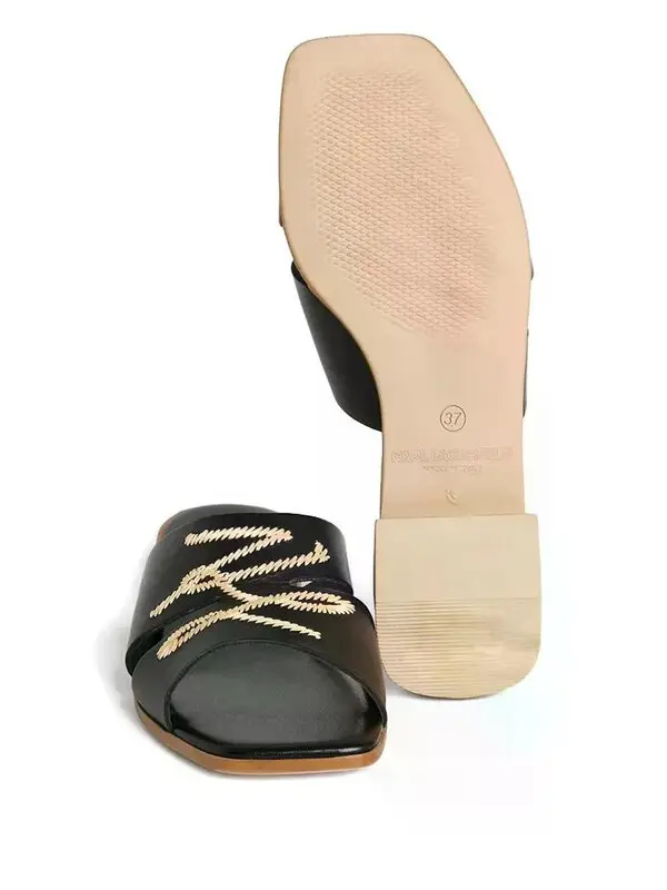 Karl Lagerfeld Leather Slides - Black