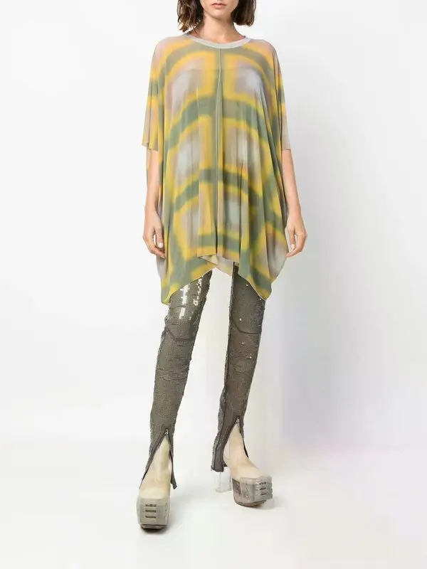 Rick Owens Minerva Draped Geometric-print Top