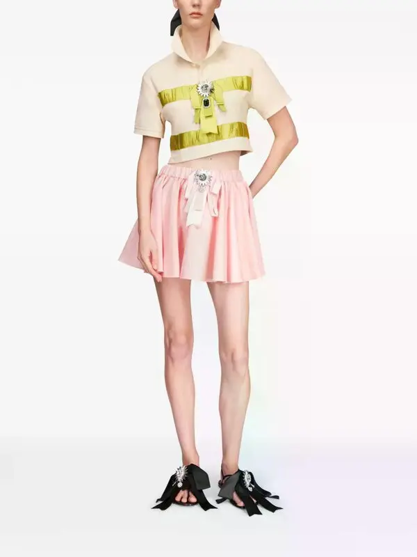 AREA Crystal-embellished Cropped Top