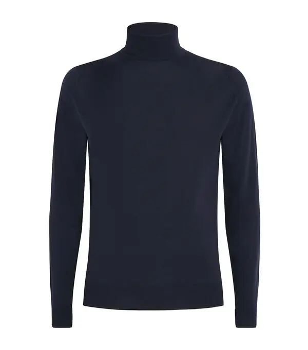John Smedley Merino Wool Cherwell Roll Neck Sweater - Navy