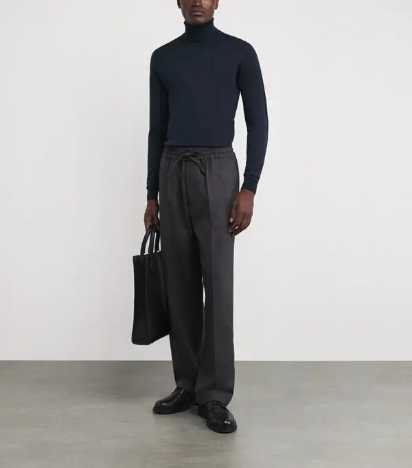 John Smedley Merino Wool Cherwell Roll Neck Sweater - Navy