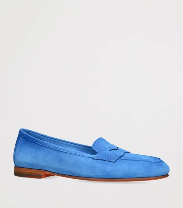 Santoni Suede Carla Loafers - Blue