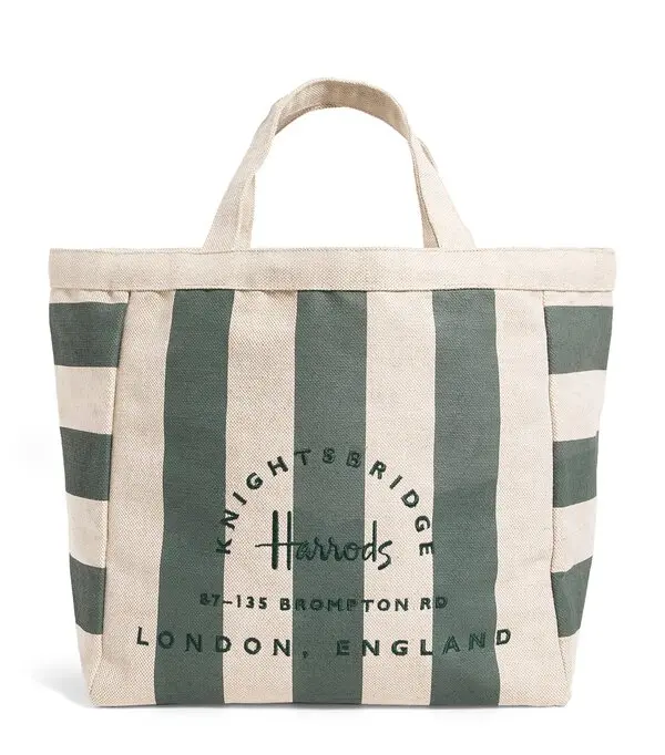 Harrods Jute Striped Logo Tote