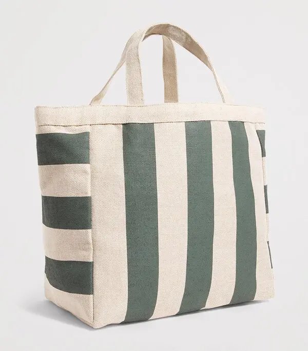 Harrods Jute Striped Logo Tote