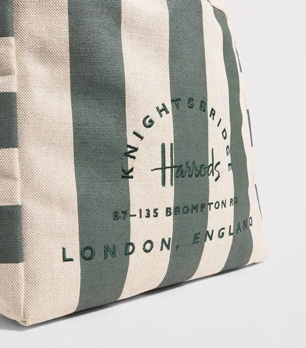 Harrods Jute Striped Logo Tote