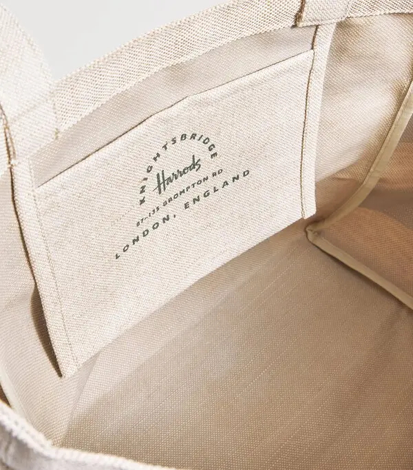 Harrods Jute Striped Logo Tote