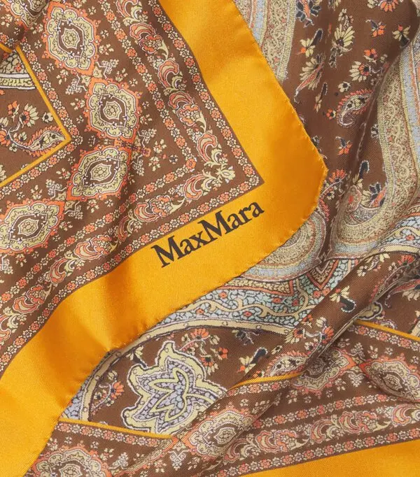 Max Mara Silk Printed Square Scarf In Yellow - 20% Off
