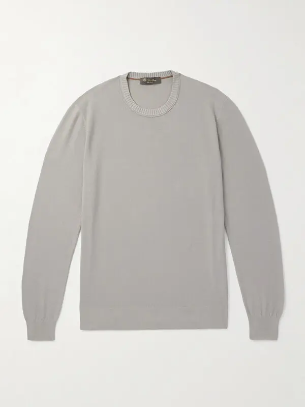 Loro Piana Cotton And Silk-blend Piqué Sweater - Gray