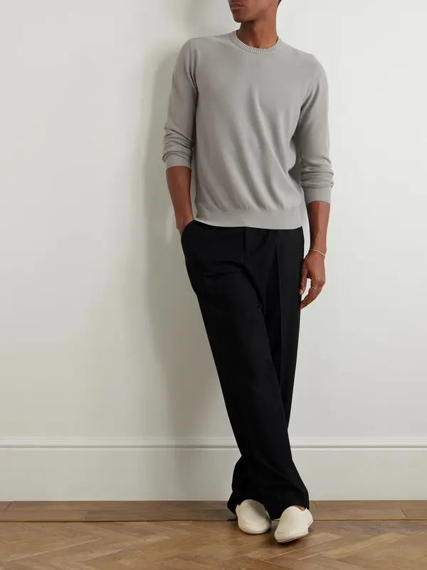 Loro Piana Cotton And Silk-blend Piqué Sweater - Gray