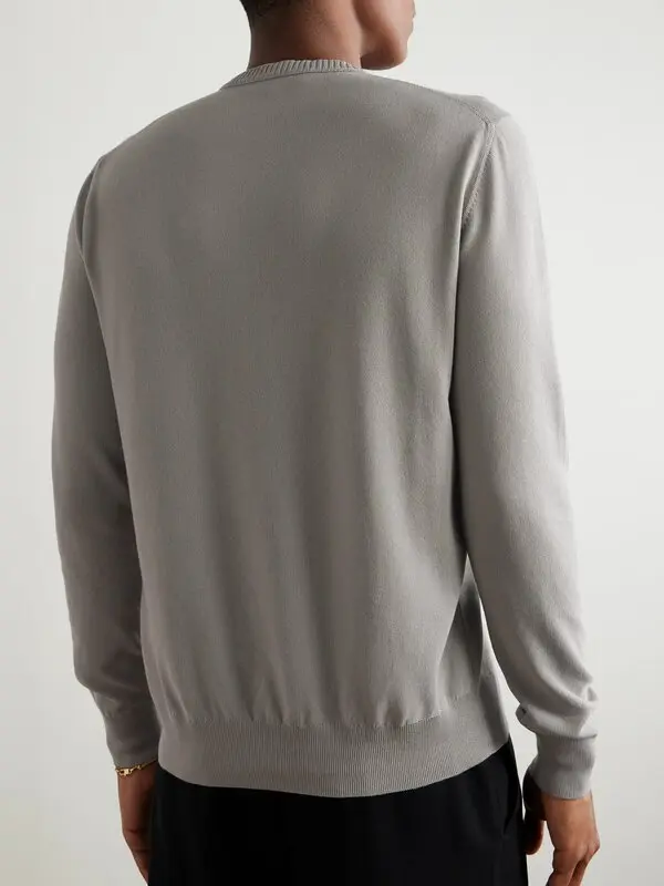 Loro Piana Cotton And Silk-blend Piqué Sweater - Gray