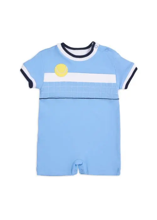 FLORENCE EISEMAN Knit Shortall With Tennis Ball Appliqu - Light Blue