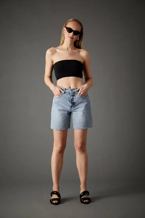 BLUE REVIVAL Midi Denim Shorts