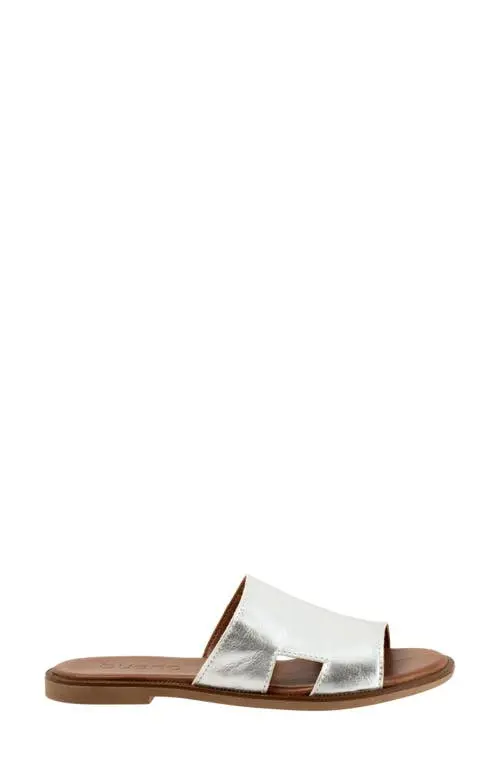 BUENO Hendrix Leather Slide Sandal - Dark Silver