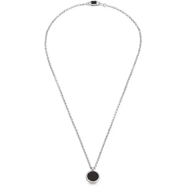MR. ETTIKA Ettika Circle Stone Onyx Pendant Necklace - Black