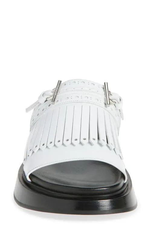 Alexander McQueen Kiltie Fringe Leather Slide Sandal