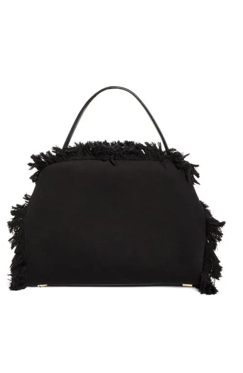 FERRAGAMO Medium Hug Top Handle Bag With Fringe - Nero