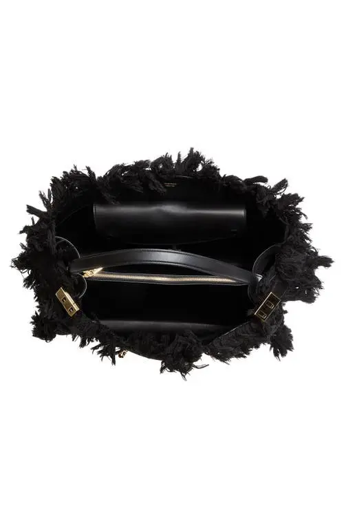 FERRAGAMO Medium Hug Top Handle Bag With Fringe - Nero