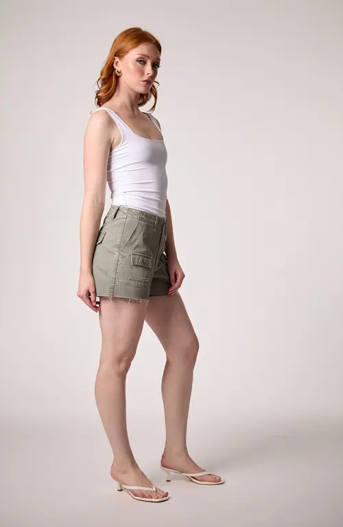 BLUE REVIVAL Adeline High-waisted Denim Cargo Shorts