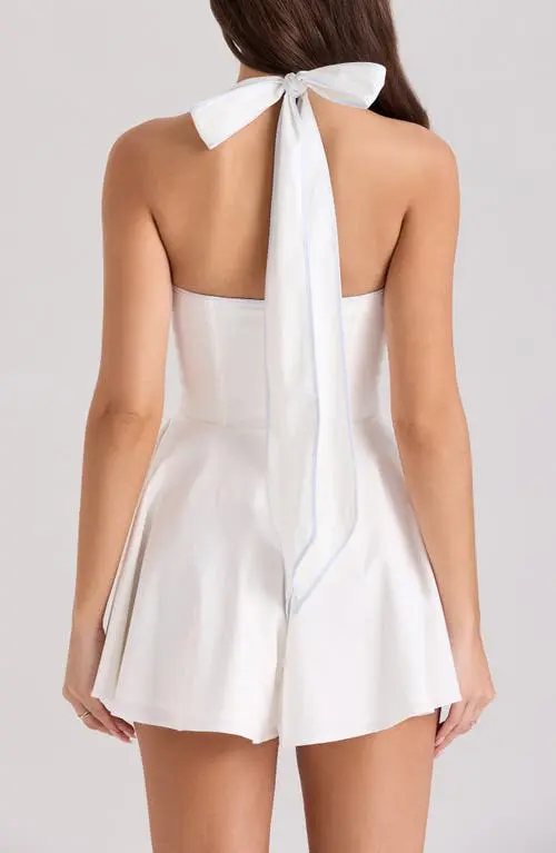 House Of Cb Eleanor Halter Romper - Cloud Dancer