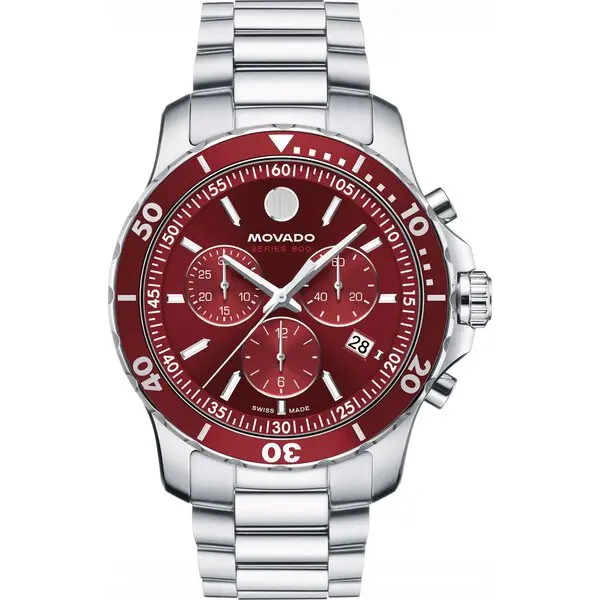 Movado Series 800 Chronograph Bracelet Watch - Red