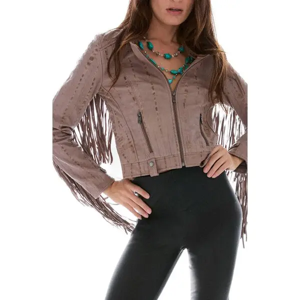 AS By DF One Love Fringe Moto Jacket - Mocha