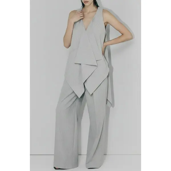 AS By DF Luxembourg Baggy Trousers - Gray Pinstripe