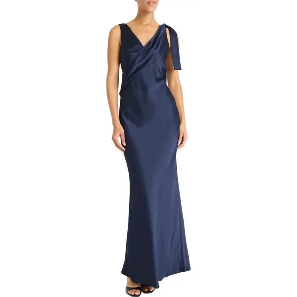 Maggy London Tie Detail Satin Gown