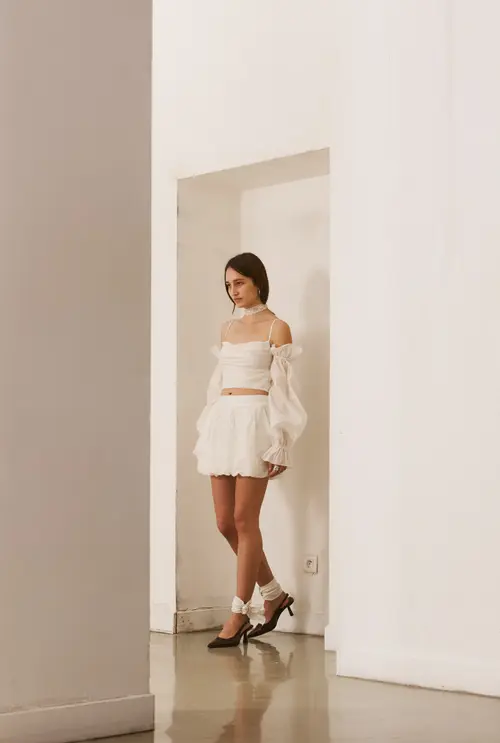 SAEMDI Bubble Mini Skirt