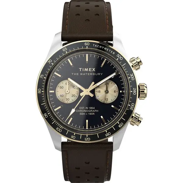 Timex® Waterbury Heritage Chronograph Strap Watch - Stainless Steel