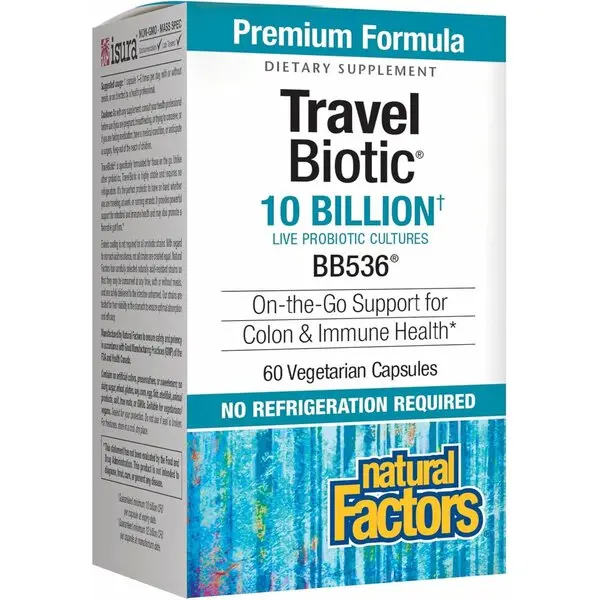 NATURAL FACTORS Travelbiotic 10 Billion 60 Capsules - One-color